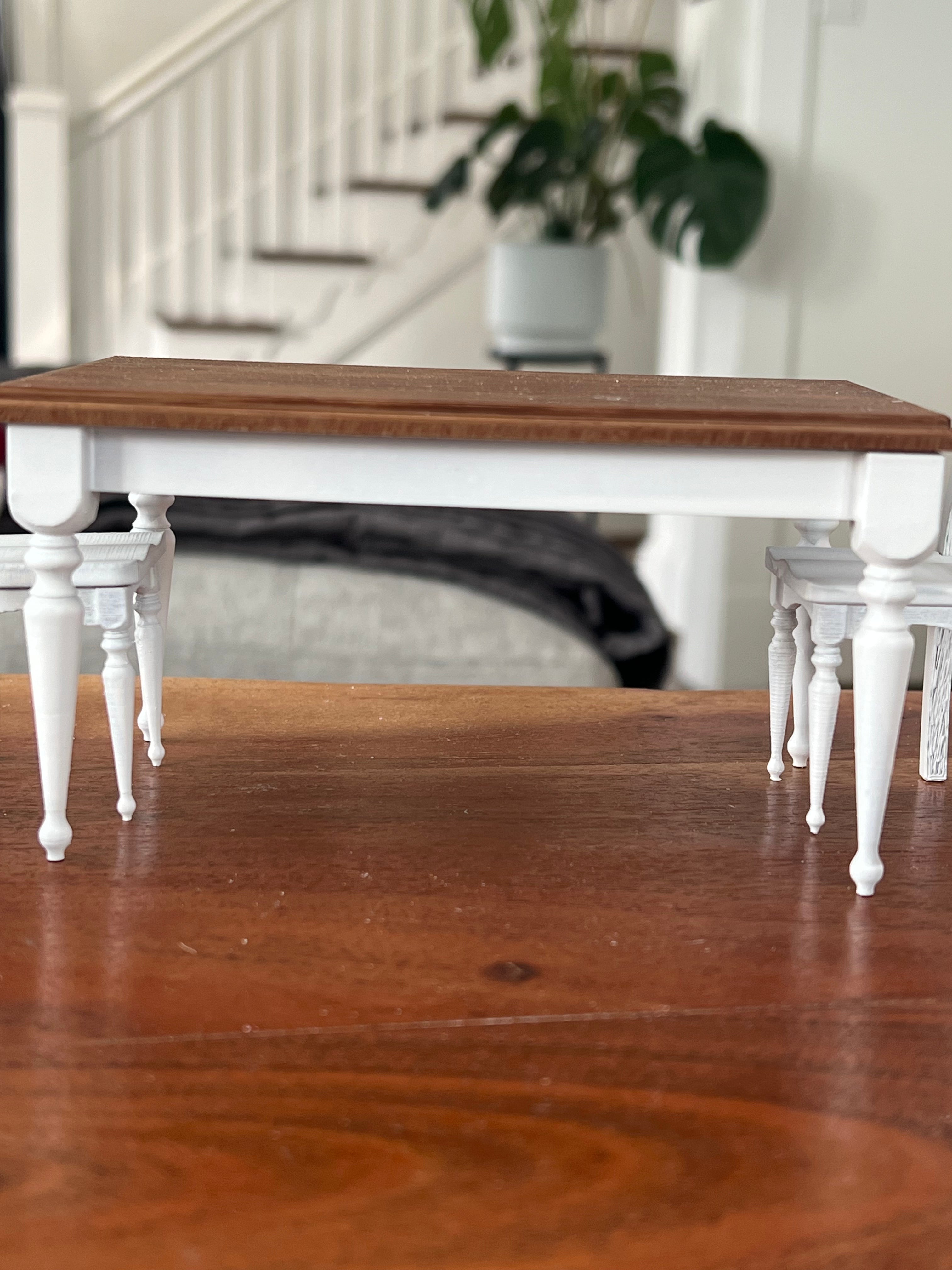 Miniature Farmhouse Table | 1:12 Scale Rustic Dollhouse Dining Table ...
